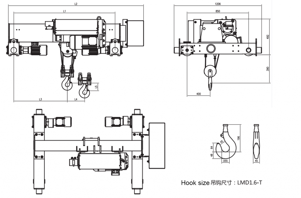 3.2T Double girder electric wire rope hoist_Chongqing Sinnone Crane