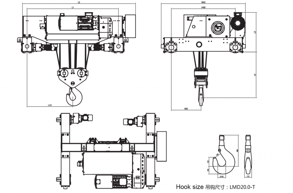 50T Double girder electric wire rope hoist_Chongqing Sinnone Crane