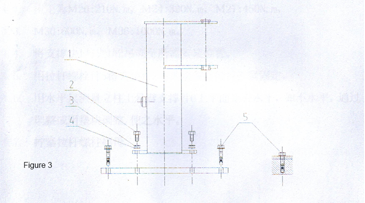 3.1.3. Fasten the large base plate with the anchor bolt of part 5.